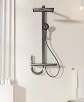 China Thermostatic Bathroom LED Light Piano Key Shower Mixer Set System Faucet Shower Set Chrome Finshing for sale