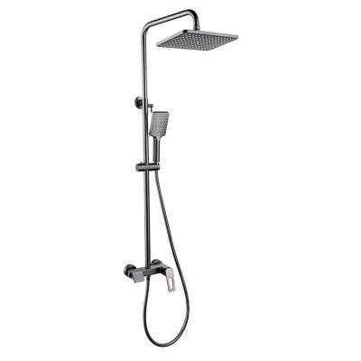China Function Hot Cold Water Mixer Brushed Silver-gray Shower Set for Modern Bathroom Designs for sale
