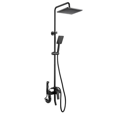 China Hot and Cold 3 Gears Copper Bathroom Rain Shower Set with Brushed Silver-gray Finish for sale