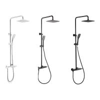 China LZ-Hwa.Con Brushed Silver-gray Shower Set with Hot and Cold 3 Gears Copper Bathroom Rain Shower Top Spray Square for sale