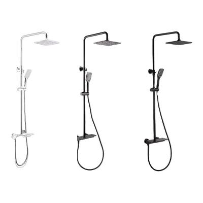 China LZ-Hwa.Con Brushed Silver-gray Shower Set with Hot and Cold 3 Gears Copper Bathroom Rain Shower Top Spray Square for sale