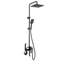 China LZ-Hwa.Con Brushed Silver-gray Shower Set with Hot and Cold 3 Gears Copper Bathroom Rain Shower Top Spray Square for sale