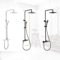 China Modern Design LZ-Hwa.Con Chrome Shower Set with Hot and Cold 3 Gears Copper Bathroom Rain Shower Top Spray Square for sale