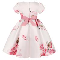 China Summer Children's Clothing Children'S Retro Print Bow Puffy Dress for sale