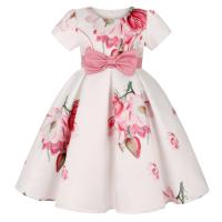 China Summer Children's Clothing Children'S Retro Print Bow Puffy Dress for sale