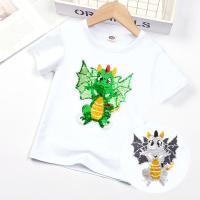 China Kids Short Sleeved Cotton Sequins Summer Clothing Double Sided Color Changing Top for sale