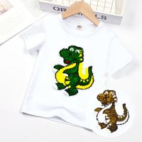 China Kids Short Sleeved Cotton Sequins Summer Clothing Double Sided Color Changing Top for sale