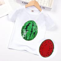 China Kids Short Sleeved Cotton Sequins Summer Clothing Double Sided Color Changing Top for sale