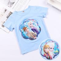 China Kids Short Sleeved Cotton Sequins Summer Clothing Double Sided Color Changing Top for sale