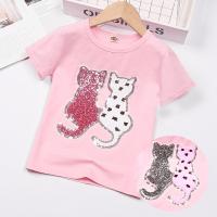 China Kids Short Sleeved Cotton Sequins Summer Clothing Double Sided Color Changing Top for sale