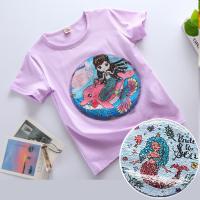 China Kids Short Sleeved Cotton Sequins Summer Clothing Double Sided Color Changing Top for sale