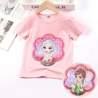 China Kids Short Sleeved Cotton Sequins Summer Clothing Double Sided Color Changing Top for sale