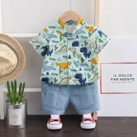 China Cartoon Print Children'S Outfit Sets Short Sleeve Shirt Shorts Set for sale