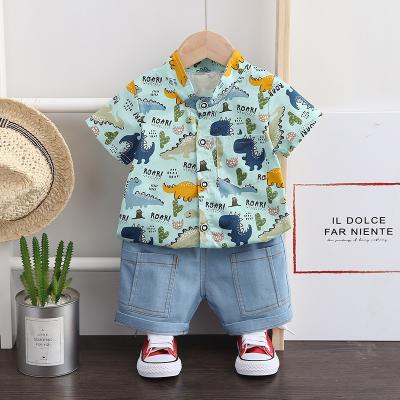 China Cartoon Print Children'S Outfit Sets Short Sleeve Shirt Shorts Set for sale
