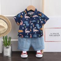 China Cartoon Print Children'S Outfit Sets Short Sleeve Shirt Shorts Set for sale