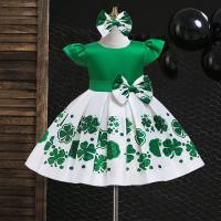 China Children's Dress Clothing Kid Print Big Bow Dress Baby Girls Birthday Princess Dress for sale