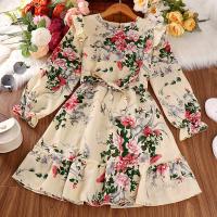 China Spring Children'S Clothing Girls Long Sleeve Dress Vintage Floral Print Dress for sale