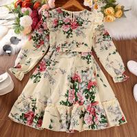 China Spring Children'S Clothing Girls Long Sleeve Dress Vintage Floral Print Dress for sale