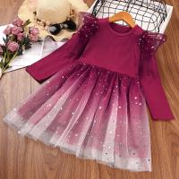 China Children'S Dress Clothing Girls Gradient Starry Long Sleeve Princess Dress for sale