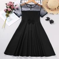 China Children'S Dress Clothing Girls Bow Dress Children'S Short-Sleeved Retro Dress for sale