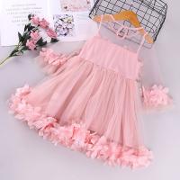 China Children's Dress Clothing Girls Sweet Lace Mid Sleeve Tulle Princess Dress for sale