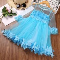 China Children's Dress Clothing Girls Sweet Lace Mid Sleeve Tulle Princess Dress for sale