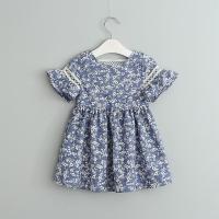 China Summer Children'S Clothing Girls' Cotton Printed Floral Dress Girls Lace Dress for sale
