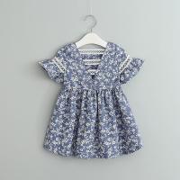 China Summer Children'S Clothing Girls' Cotton Printed Floral Dress Girls Lace Dress for sale
