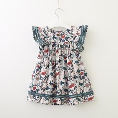 China Summer Children'S Clothing Girl'S Floral Flying Sleeve Dress Baby Girl Cute Dress for sale