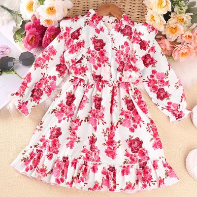 China Spring Children'S Clothing Girls New Floral Long Sleeve Princess Dress For Children for sale