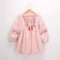 China Long Sleeved Embroidered Dress Spring Children'S Clothing Girls Fringed Dress for sale