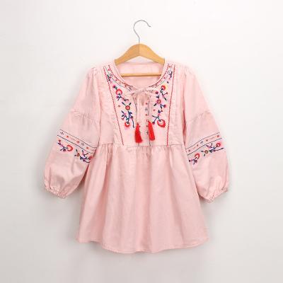 China Long Sleeved Embroidered Dress Spring Children'S Clothing Girls Fringed Dress for sale