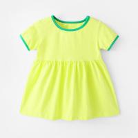 China Solid Color Cotton Girls Dress Summer Children'S Clothing for sale