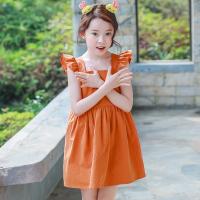 China Summer Children'S Clothing Girls Bow Dress With Flying Sleeve for sale