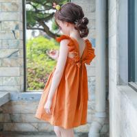 China Summer Children'S Clothing Girls Bow Dress With Flying Sleeve for sale