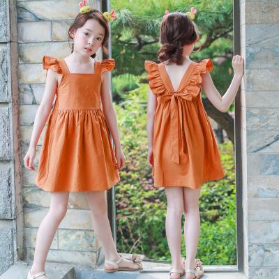 China Summer Children'S Clothing Girls Bow Dress With Flying Sleeve for sale
