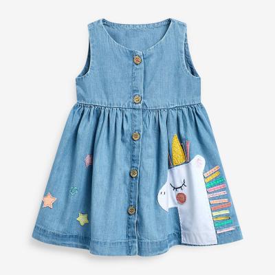 China Summer Children'S Clothing Girls Printed Dress Children'S Denim Dress for sale