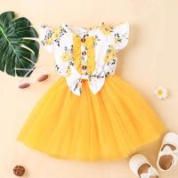China Summer Children'S Clothing Baby Girl Printed Sweet And Cute Flying Sleeve Dress for sale