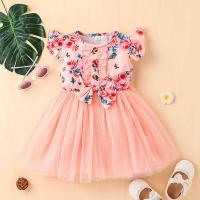 China Summer Children'S Clothing Baby Girl Printed Sweet And Cute Flying Sleeve Dress for sale