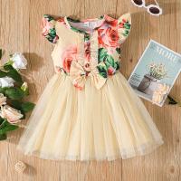 China Summer Children'S Clothing Baby Girl Printed Sweet And Cute Flying Sleeve Dress for sale