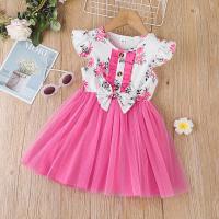 China Summer Children'S Clothing Baby Girl Printed Sweet And Cute Flying Sleeve Dress for sale