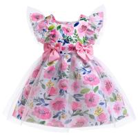 China Girls Floral Print Summer Children'S Clothing Bow Dress for sale