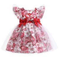 China Girls Floral Print Summer Children'S Clothing Bow Dress for sale