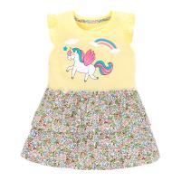 China Girls Cotton Short Sleeved Dress Unicorn Pattern Dress Summer Children'S Clothing for sale