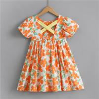 China Girls Puff Sleeve Dress Short Sleeve Cotton Dress Summer Children's Clothing for sale