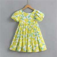 China Girls Puff Sleeve Dress Short Sleeve Cotton Dress Summer Children's Clothing for sale