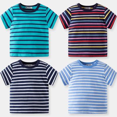 China Children'S Sports Shirts Customized Boy T-Shirt Children'S Cotton Striped T-Shirt for sale