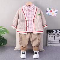 China Children'S Outfit Sets Kids Plaid Cardigan Sets Boys Autumn Sets for sale