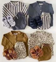China Children'S Outfit Sets Cotton Kids Striped Sets Children'S Casual Printing Sets for sale