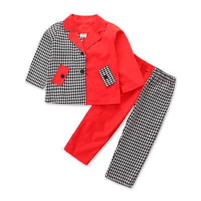 China Children'S Outfit Sets Girls Houndstooth Stitching Suit Kids Girls Fashion 2-Piece Set for sale